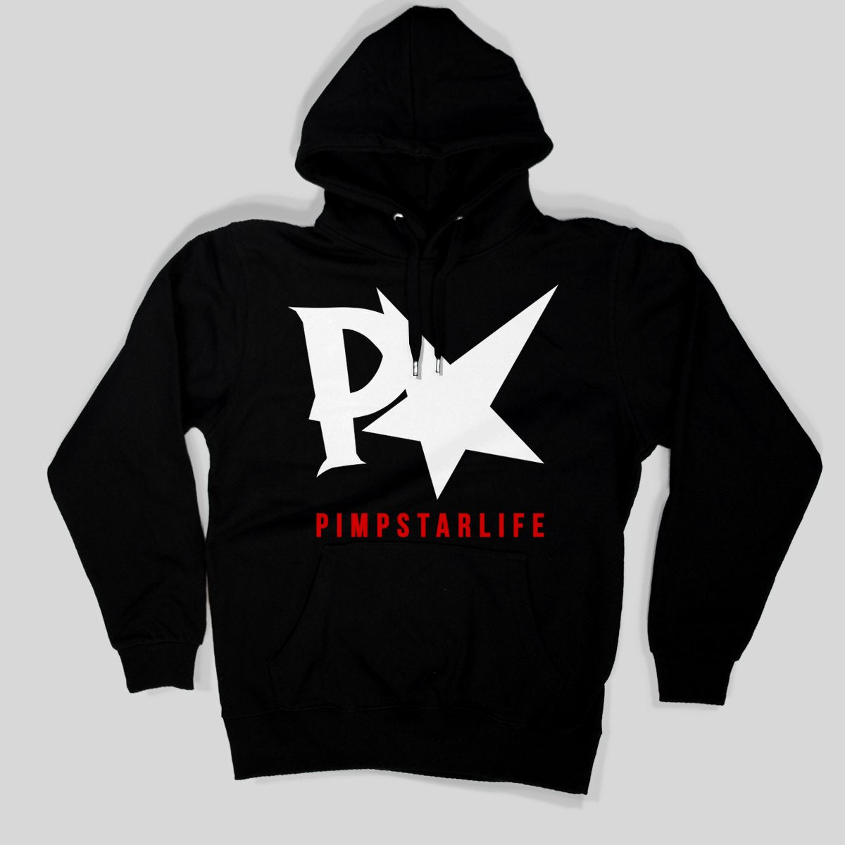 Pimpstar Big Logo Subtitle Red | Nonzip Hoodie, Black – Pimpstarlife